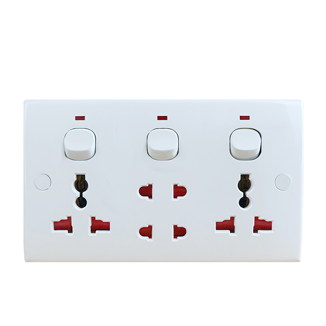 Multi Light Plug with 3 Switches - White, 3 plug board, Switch board ...