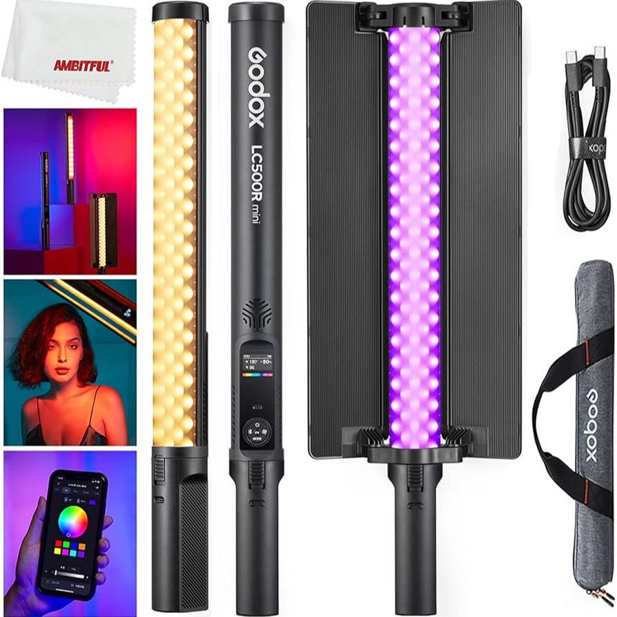 Godox LC500R Mini RGB LED Light Stick Lighting Adjustable 360° Full Color with Barndoor | Daraz.pk