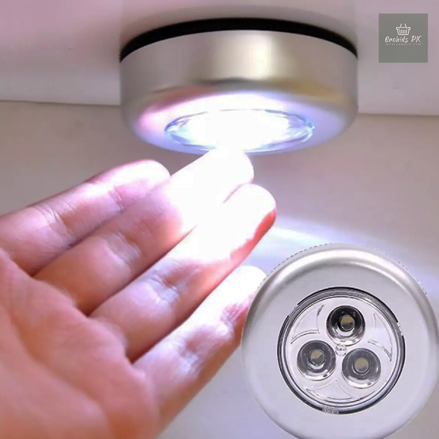 3 LED Push Touch Lamp-Mini Wireless 3 LED-Light Touch Lamp-Led Tap ...