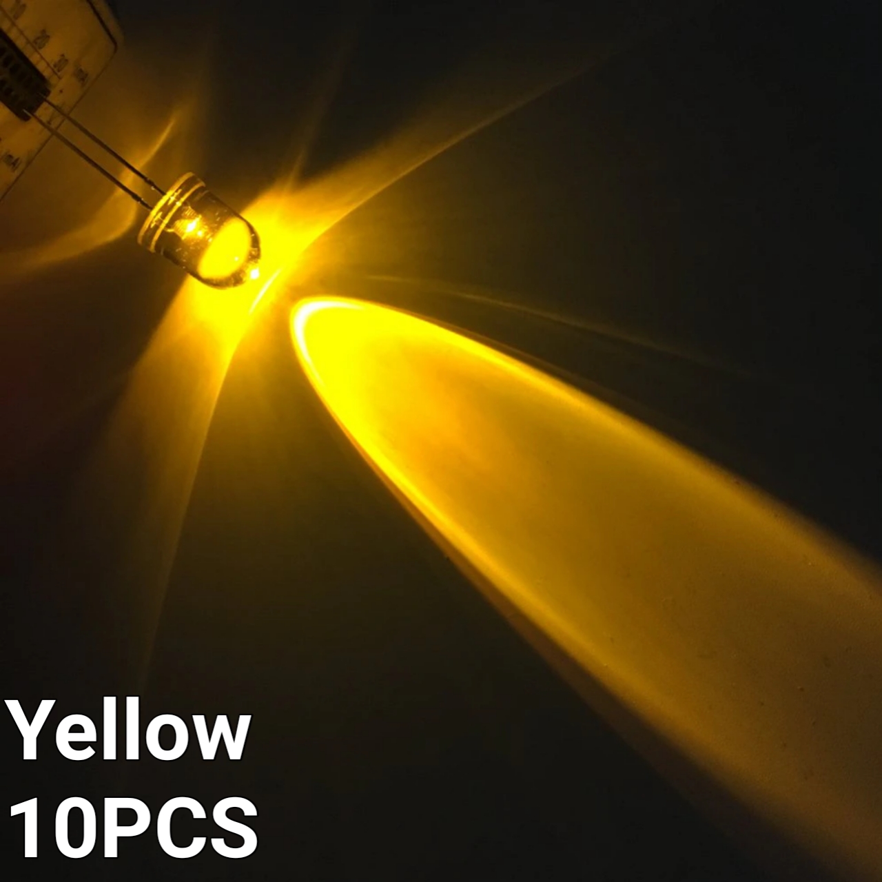 10PCS 10mm LED 5 Colors Red Blue Yellow Green White RGB Transparent ...