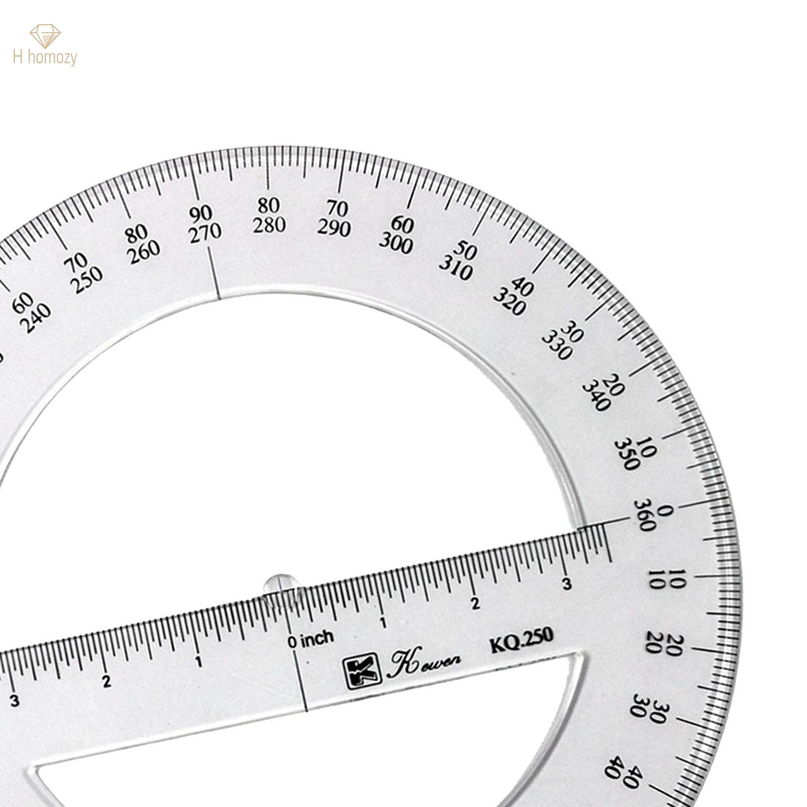 Portable 360 Degree Protractor Arm Ruler Angle Transparent for School ...