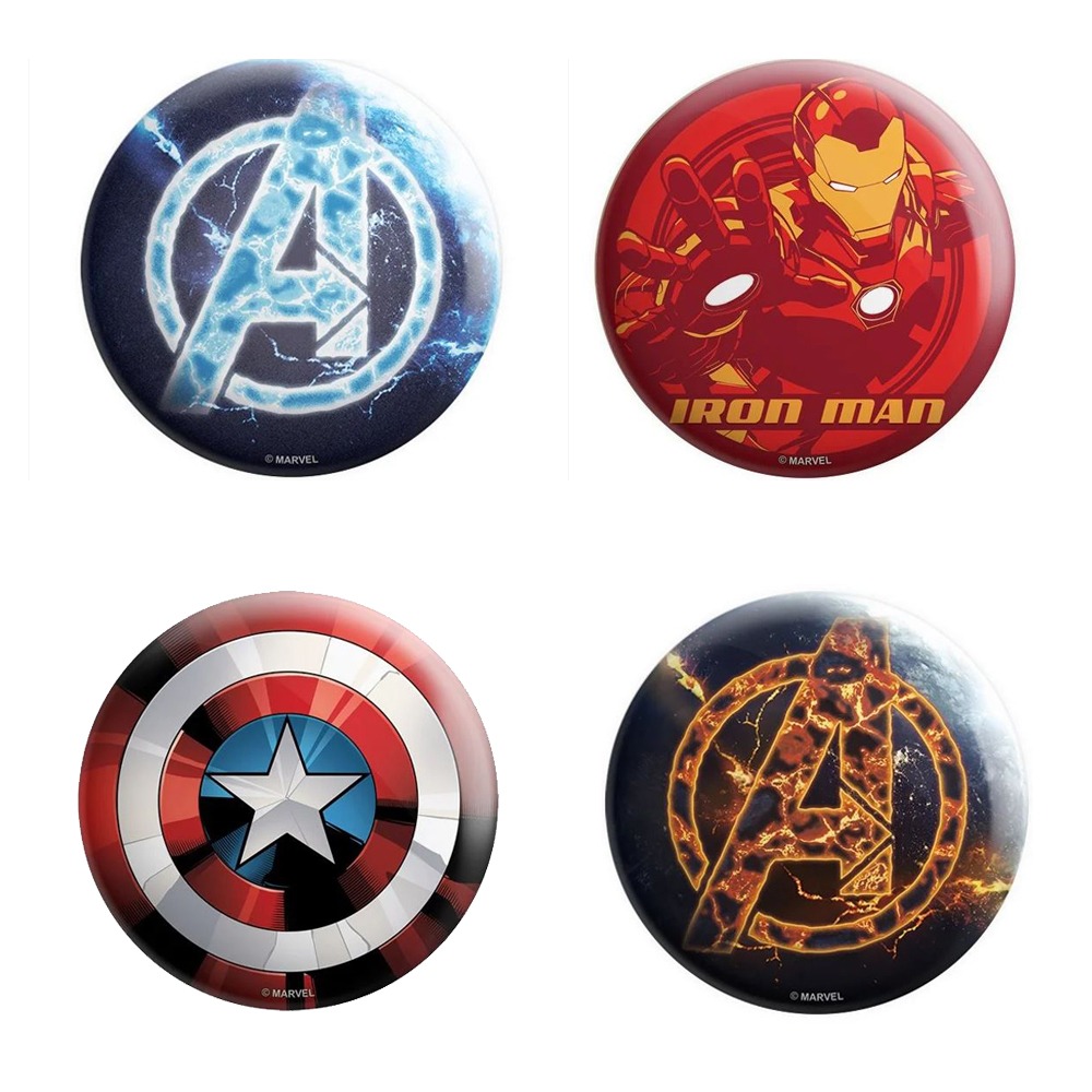 The Avengers Badge for Comic Marvel Series Round Shape (Pack of 4 ...