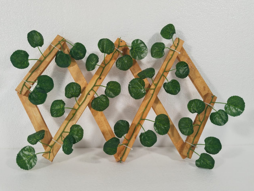 Retractable Wooden Fence with Green Leaf-Artificial Wooden Green Leaf ...