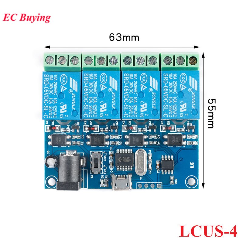 USB Relay Module CH340 USB Intelligent Control Switch 10A 250VAC 30VDC ...