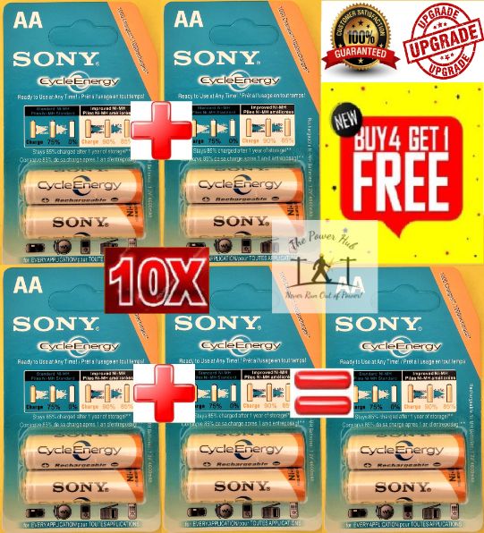 10x AA Rechargeable Battery Cell CLOCK SIZE Imported Sony Cycle Energy ...