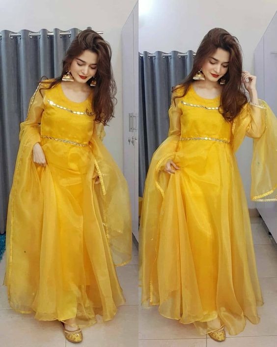 Simple Tissue Long Frock for Girls and Women – Elegant Design | Daraz.pk