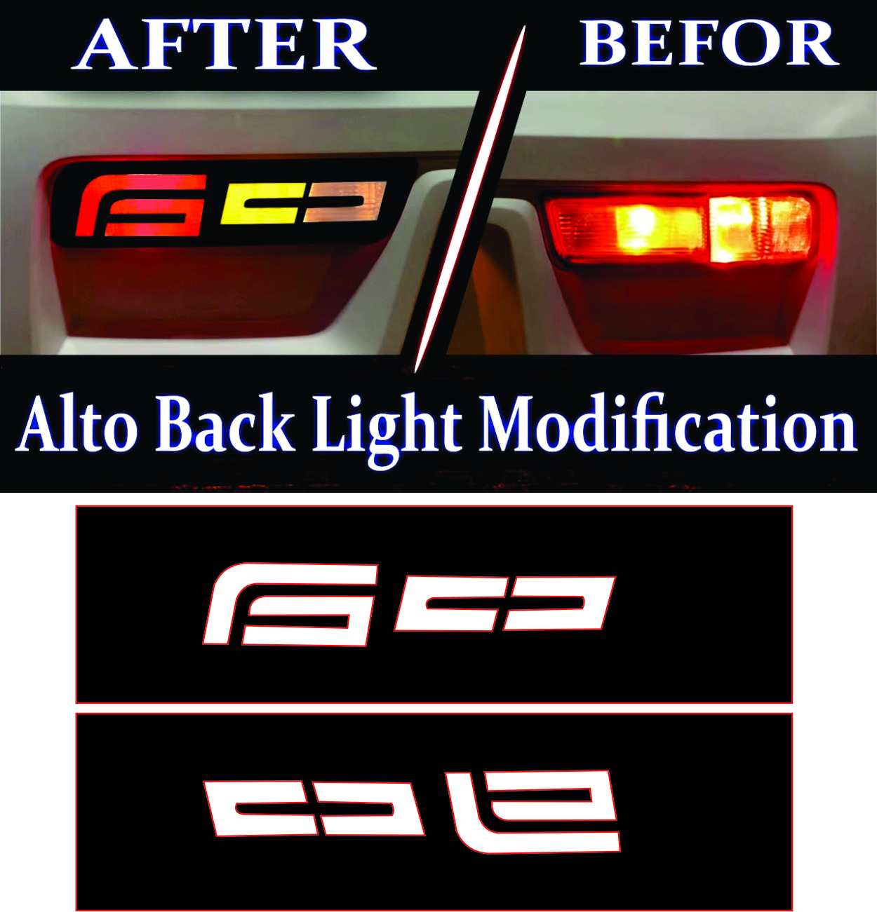 Suzuki Alto (NEW) BACK LIGHT DESIGN Car Stickers Decal Vinyl Creative ...