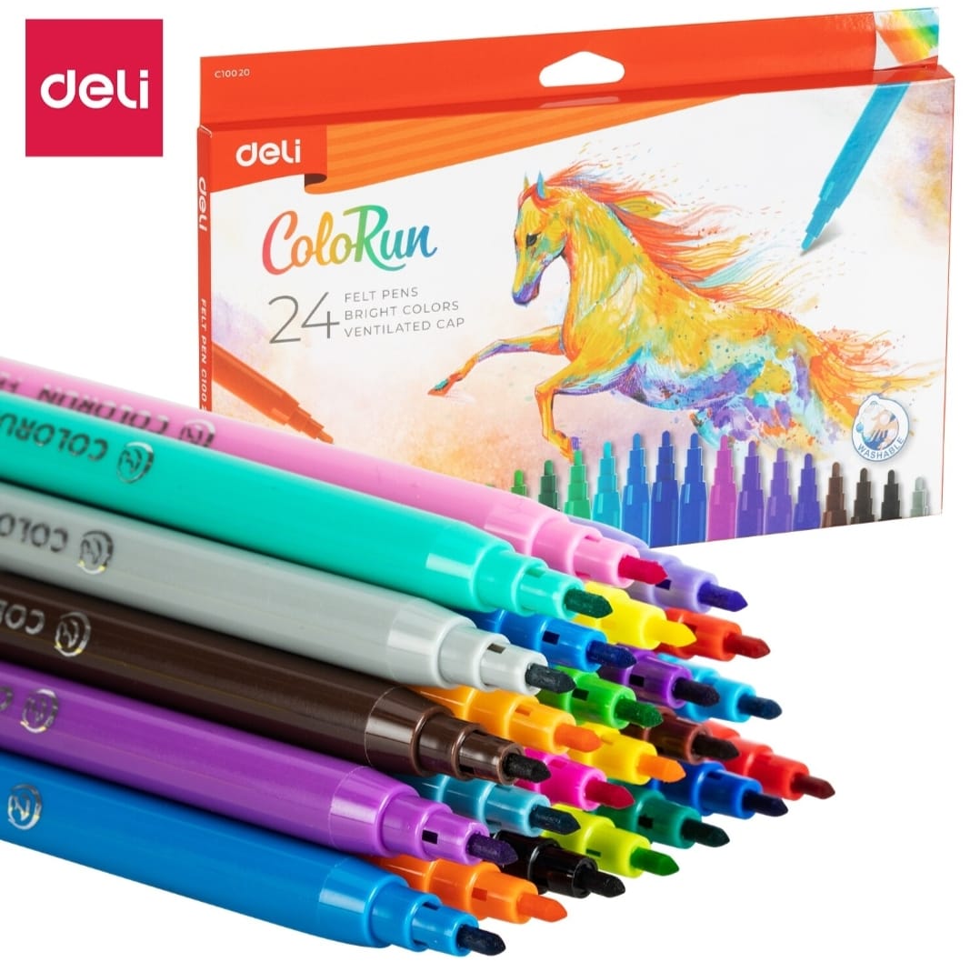 Deli Felt Pen 24 Color Marker | Daraz.pk