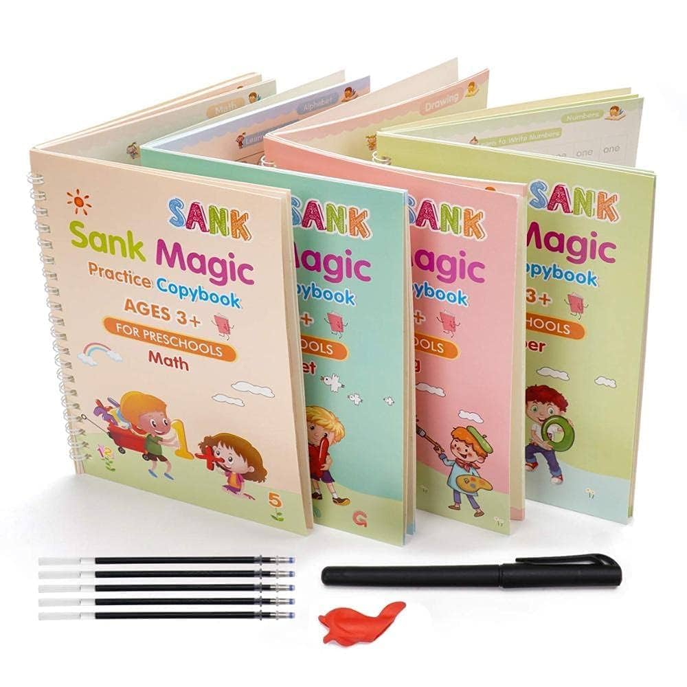SANK Montessori Reusable Magic Practice Book Set – 4 Calligraphy ...
