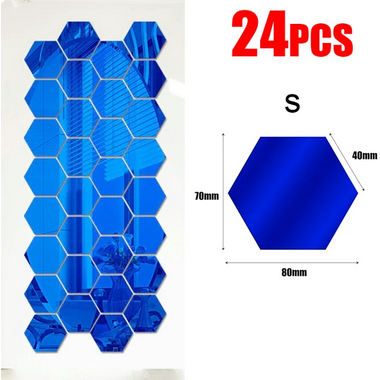 3D Hexagon Mirror Wall Stickers DIY Wall Mirrors Sticker Removable Self ...