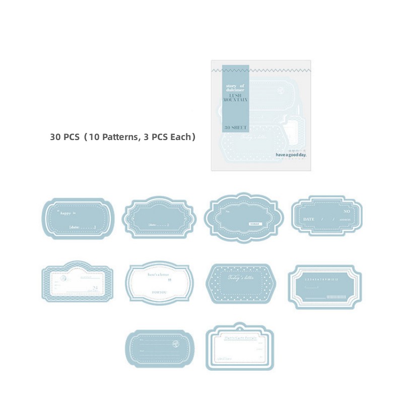 Panda Online 30PCS Story Of Dulcimer Series Retro Border Note Card Irregular Stickers Album ...