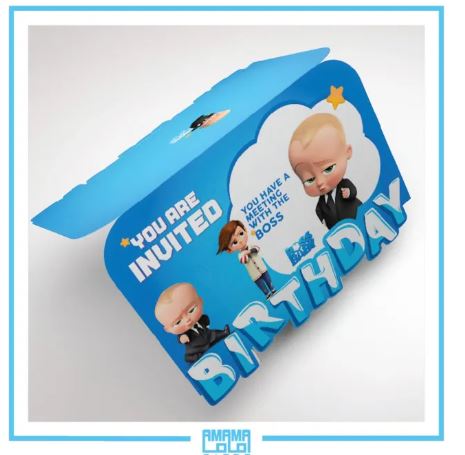 Boss Baby Theme - Birthday Boss Invitation Card (Pack of 20) with Blue ...