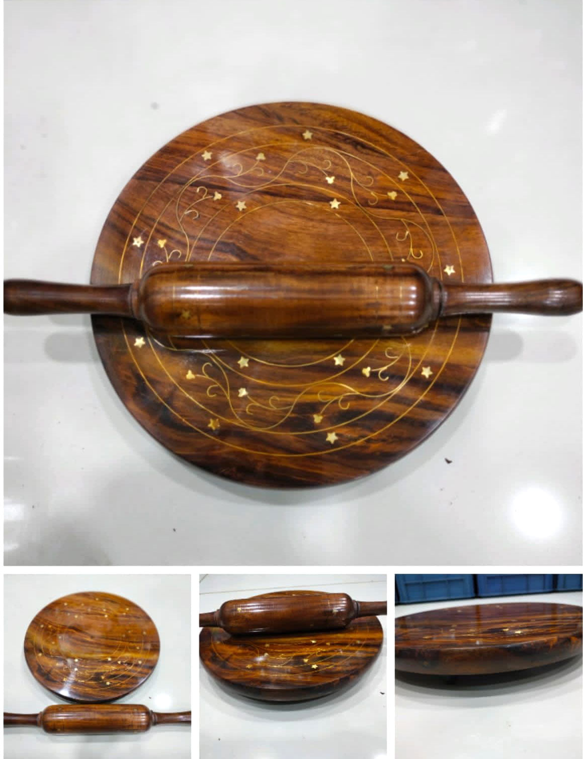 Thick wooden Shinning Brown Sheesham Chakla Patla with Rolling Pin - ZT ...
