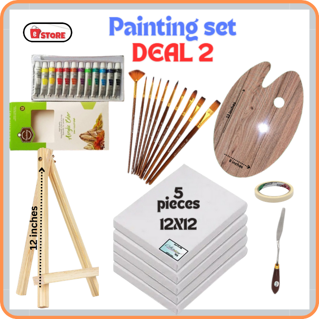 Complete Painting Set With Canvas Board | Daraz.pk