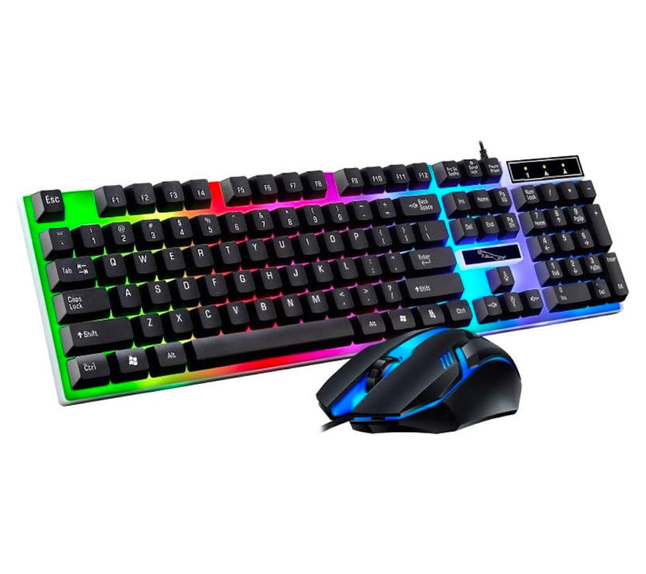 G21B USB Wired 104 Keys Keyboard & Mouse Set Rainbow-Color Backlight ...