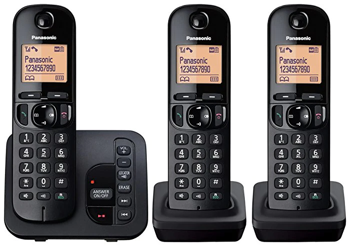 PTCL Wireless Landline Phone plus intercom Trio (03 sets) Panasonic KX-TGC220E with Answering ...