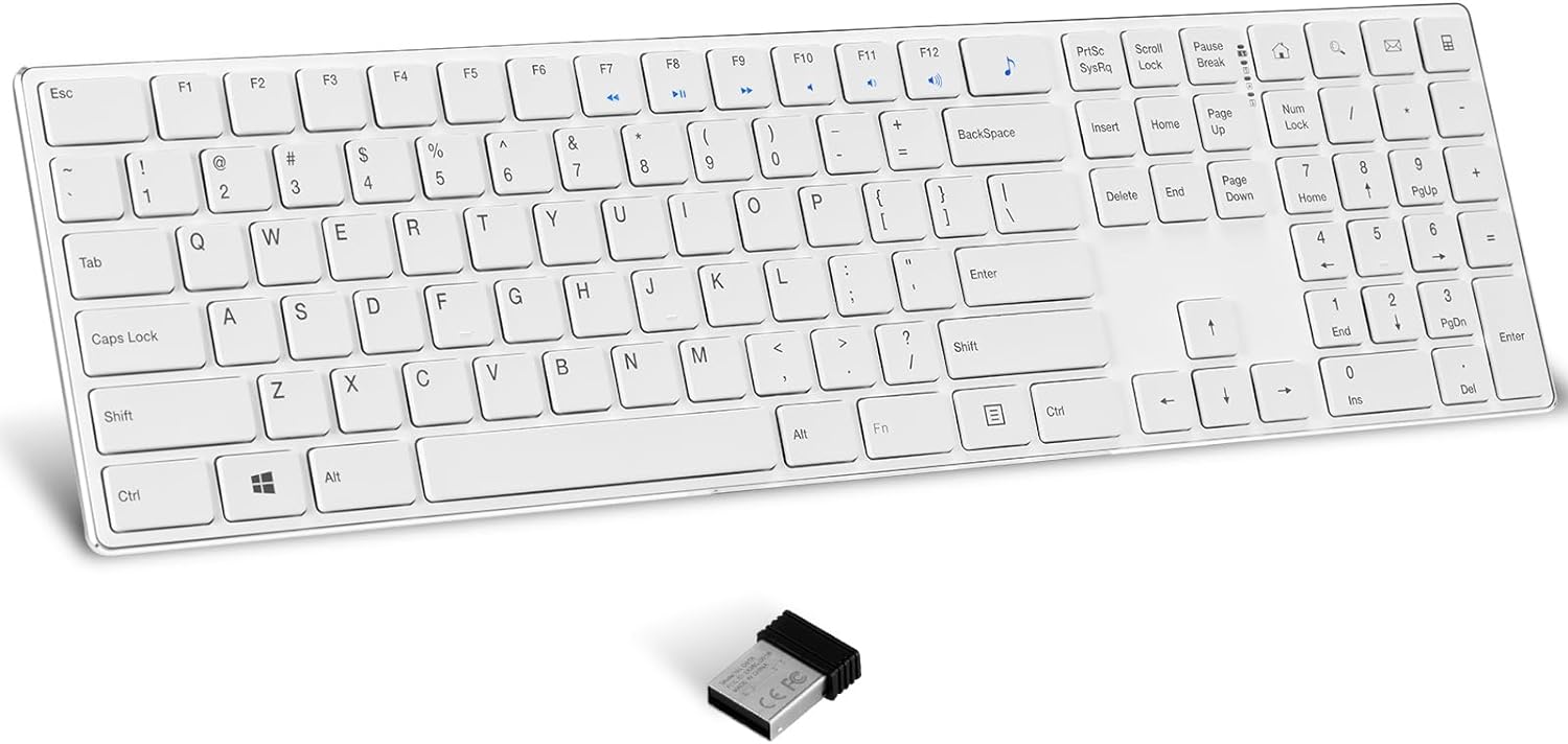 Seenda Wireless Keyboard, 2.4G Slim and Compact Wireless Keyboard with ...