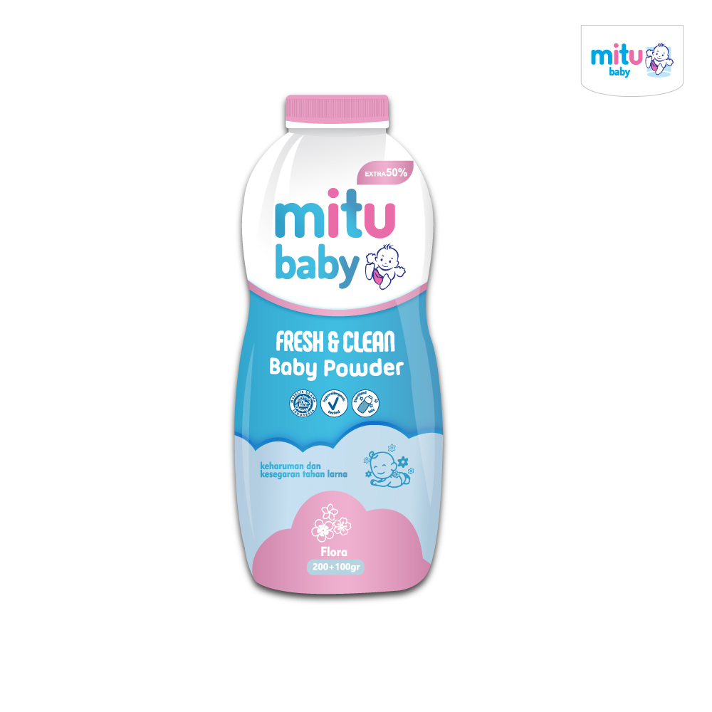 Mitu Baby Powder Fresh & Clean (Floral) 200g+100g Extra | Daraz.pk
