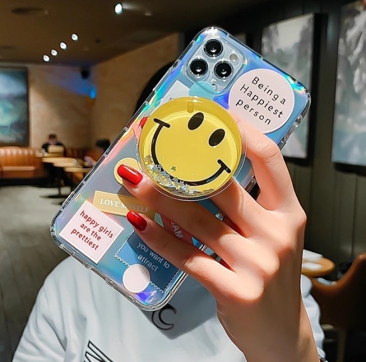 Emoji Pop Socket - Liquid Floating Glitter - Big Size | Daraz.pk