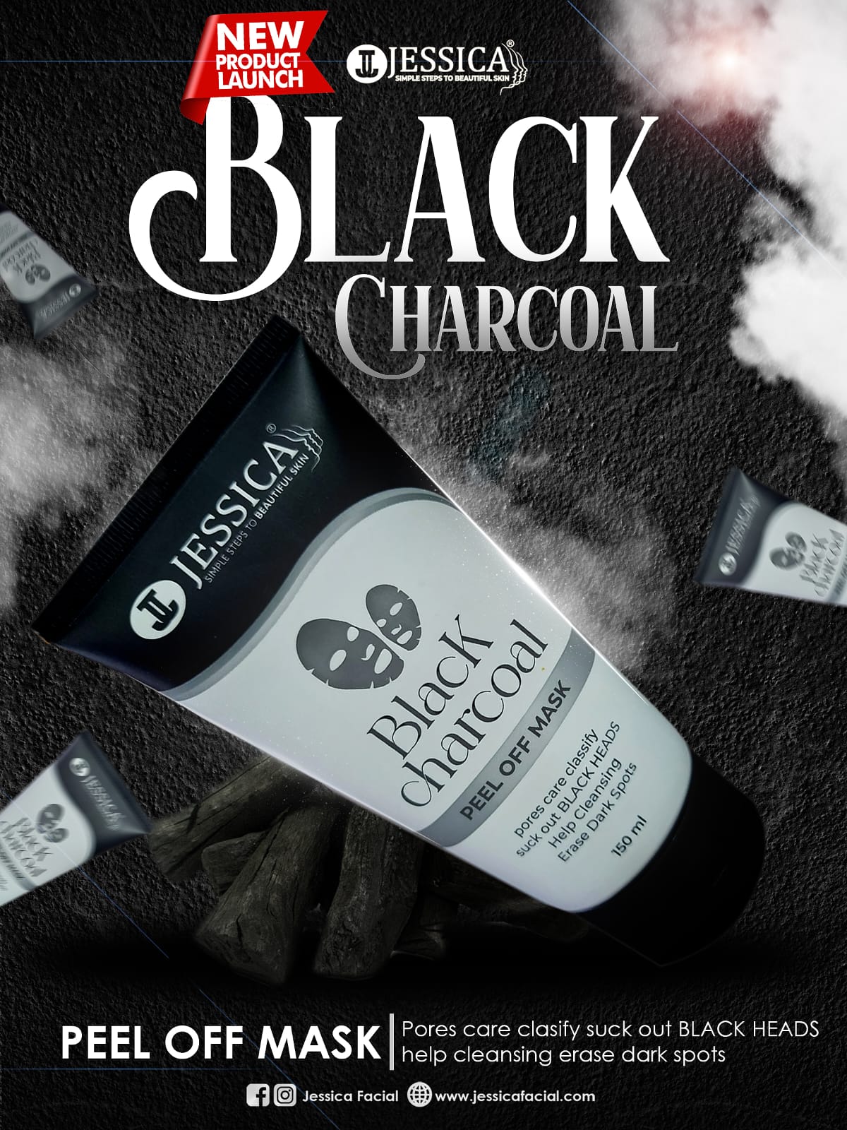 Jessica Black Charcoal Peel Off Mask - 150ml | Daraz.pk
