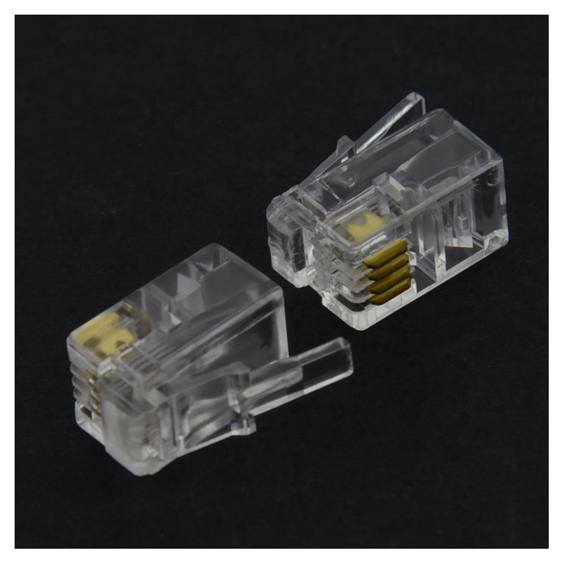 RJ9 4P4C Plug Phone Jack Connector 100 Pieces, Transparent | Daraz.pk