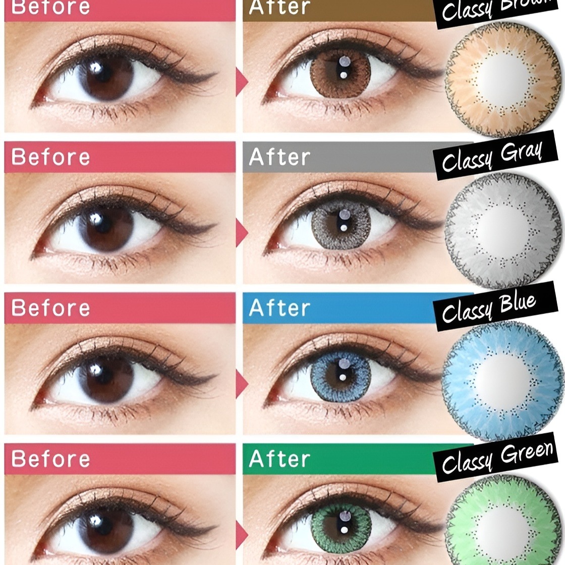 1 Pair 3 Tone Multi Color Eye Contact Lens For Girls and Boys With ...