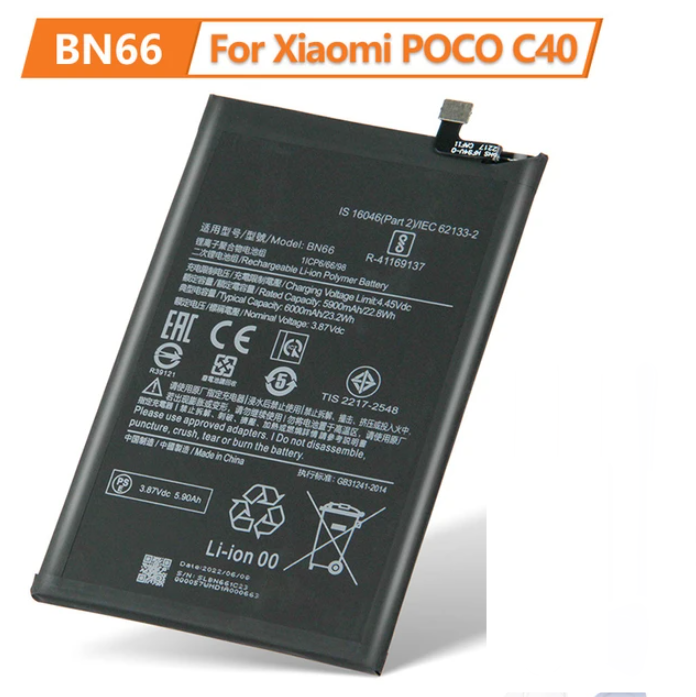 Xiaomi Poco C40 Battery Replacement BN66 Battery with 6000mAh _ Black ...