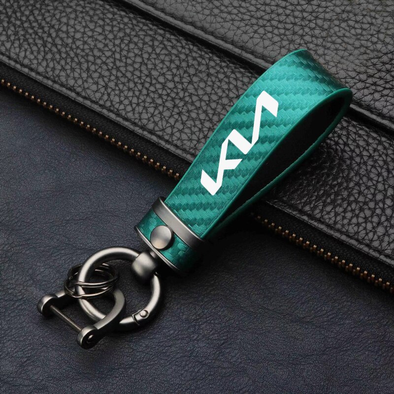 Leather Carbon Fiber Pattern Car Keychain Horseshoe Buckle Keyring For ...