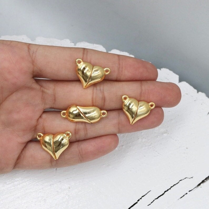 1sets(2pcs) Silver, Gold and Black Heart Round Magnetic Snap Charms ...