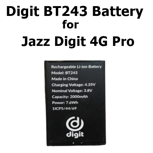 Jazz Digit 4G Pro Battery Replacement BT243 Battery 2000mAh Capacity ...