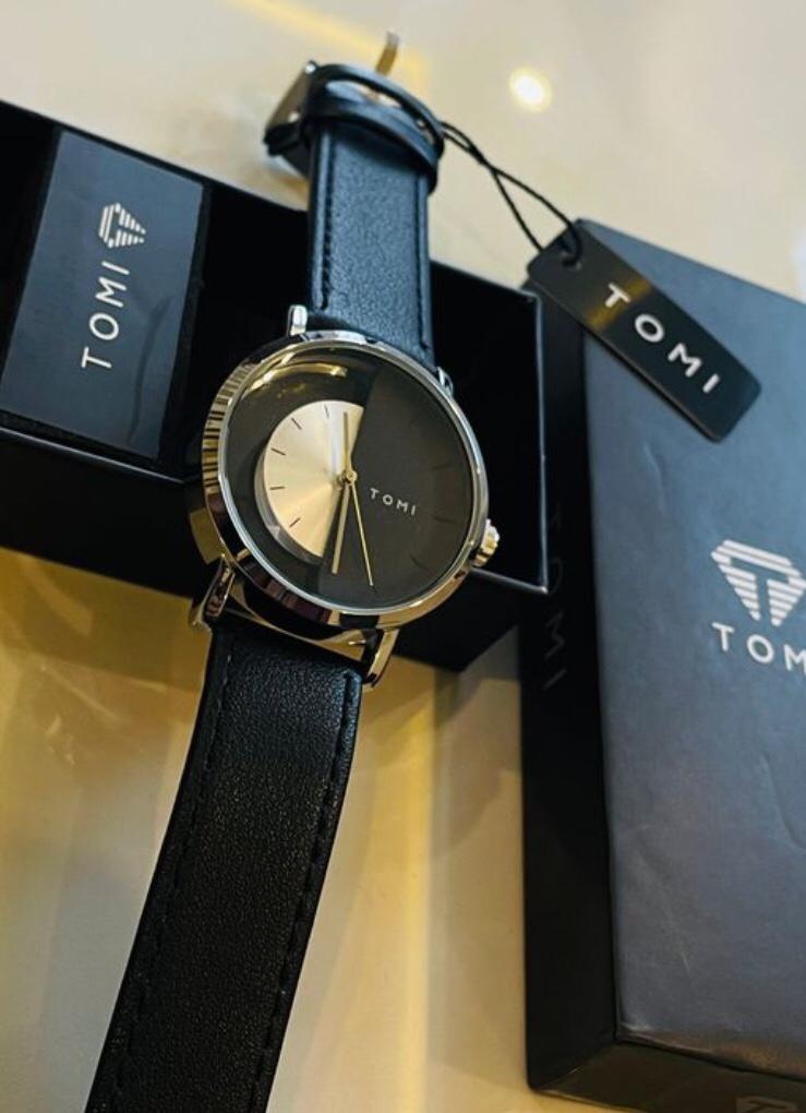 Tomi Half Dial Watch Leather Strap Casual Fashion for Men | Daraz.pk