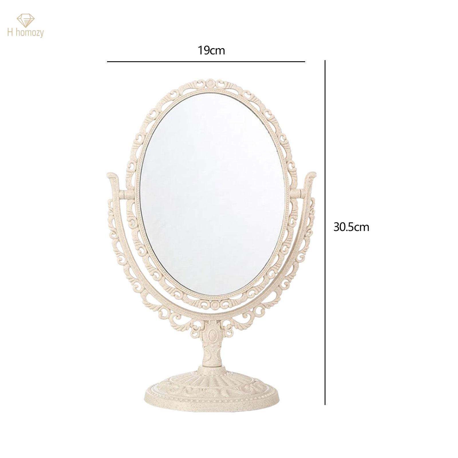 Tabletop Makeup Mirror Vintage Double Sided Rotation Platform Mirror ...