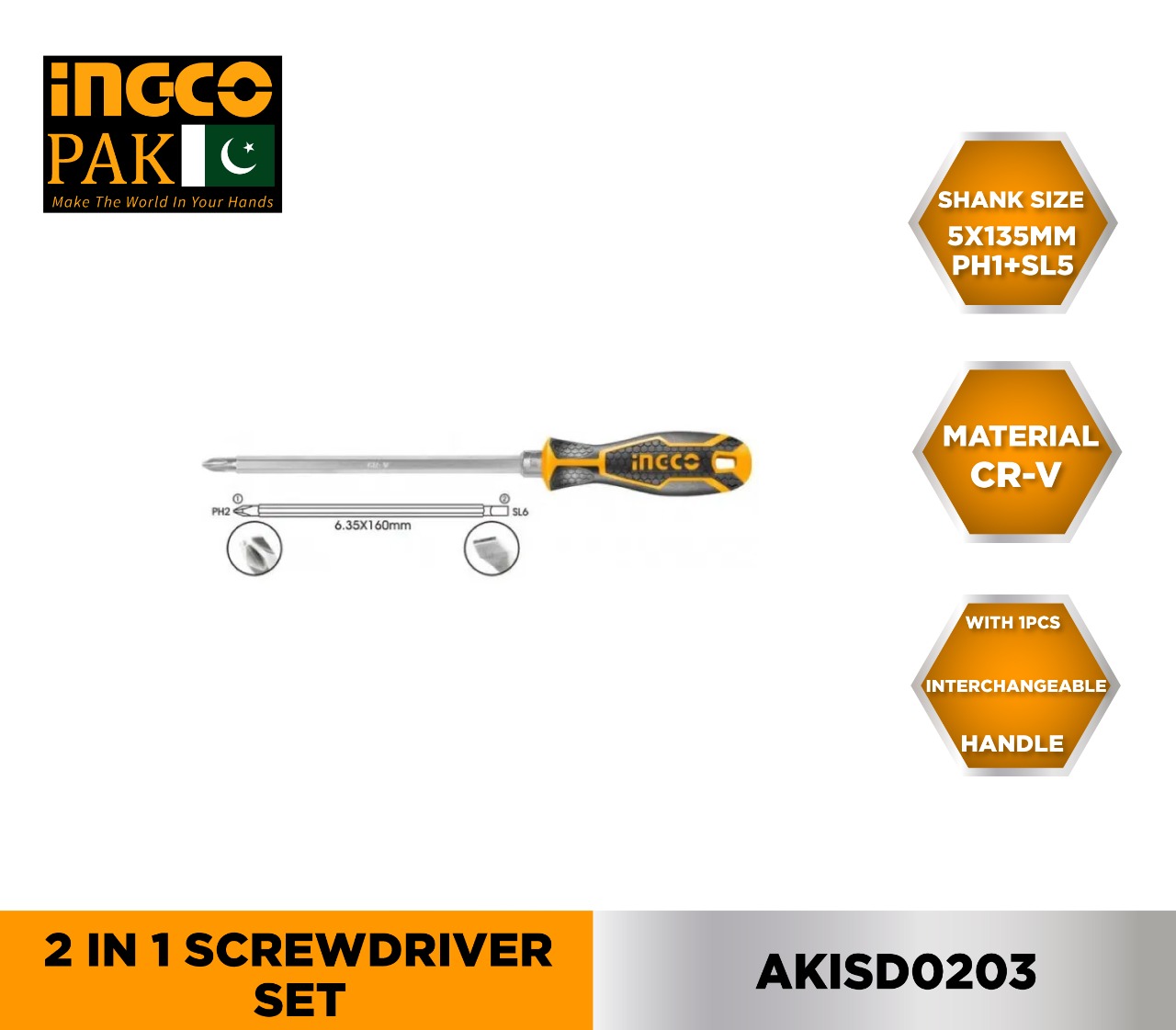 Ingco 2 IN 1 Screwdriver set 5.5" | Daraz.pk