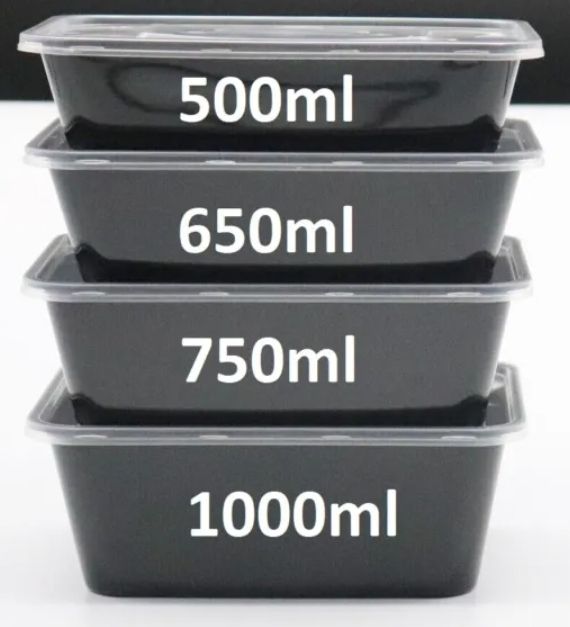 Dissposable Food Cantainer Black Box Rectangular Shape 500ml,750ml ...