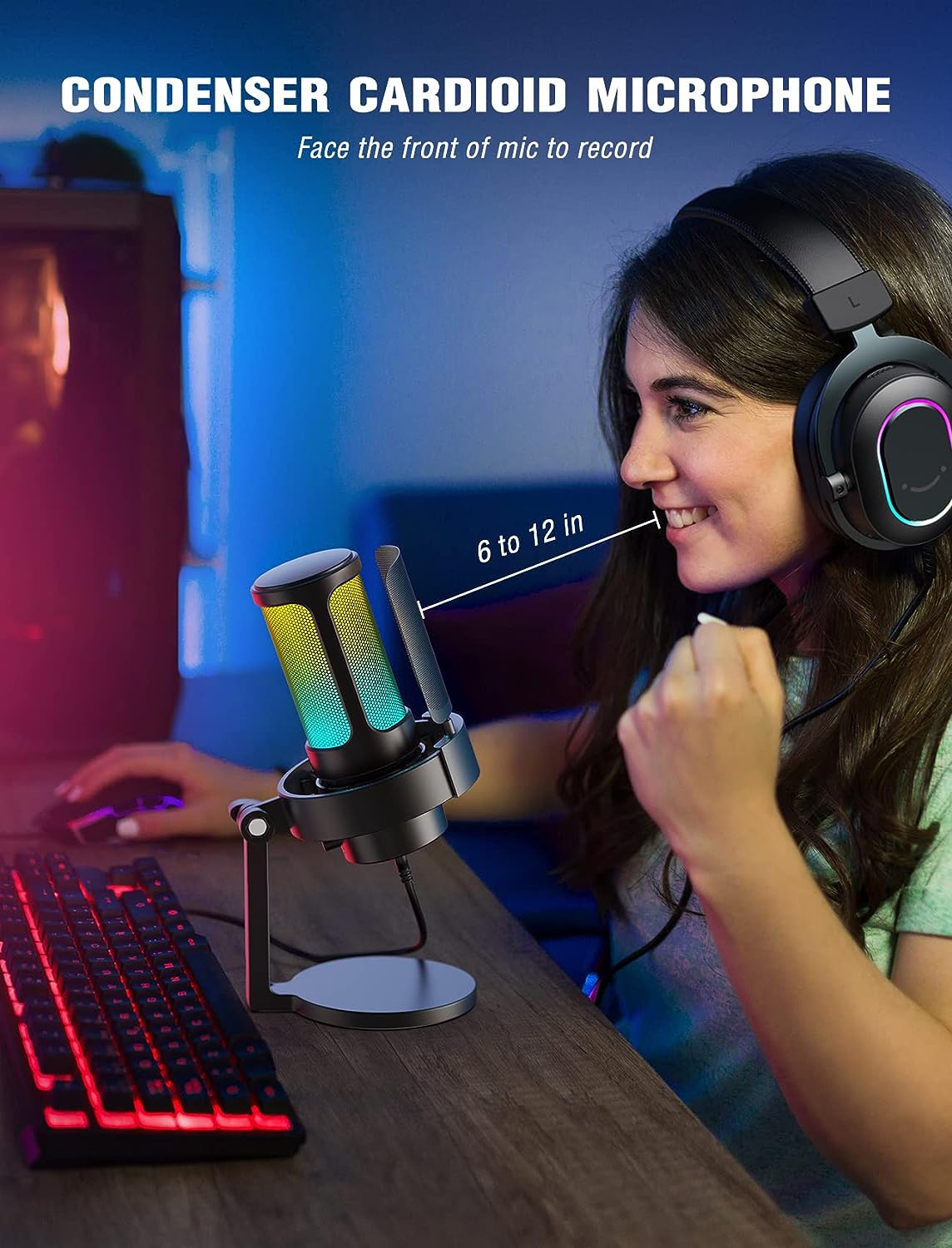 Fifine Latest RGB Microphone Model A6 AmpliGame Gaming Recording USB ...