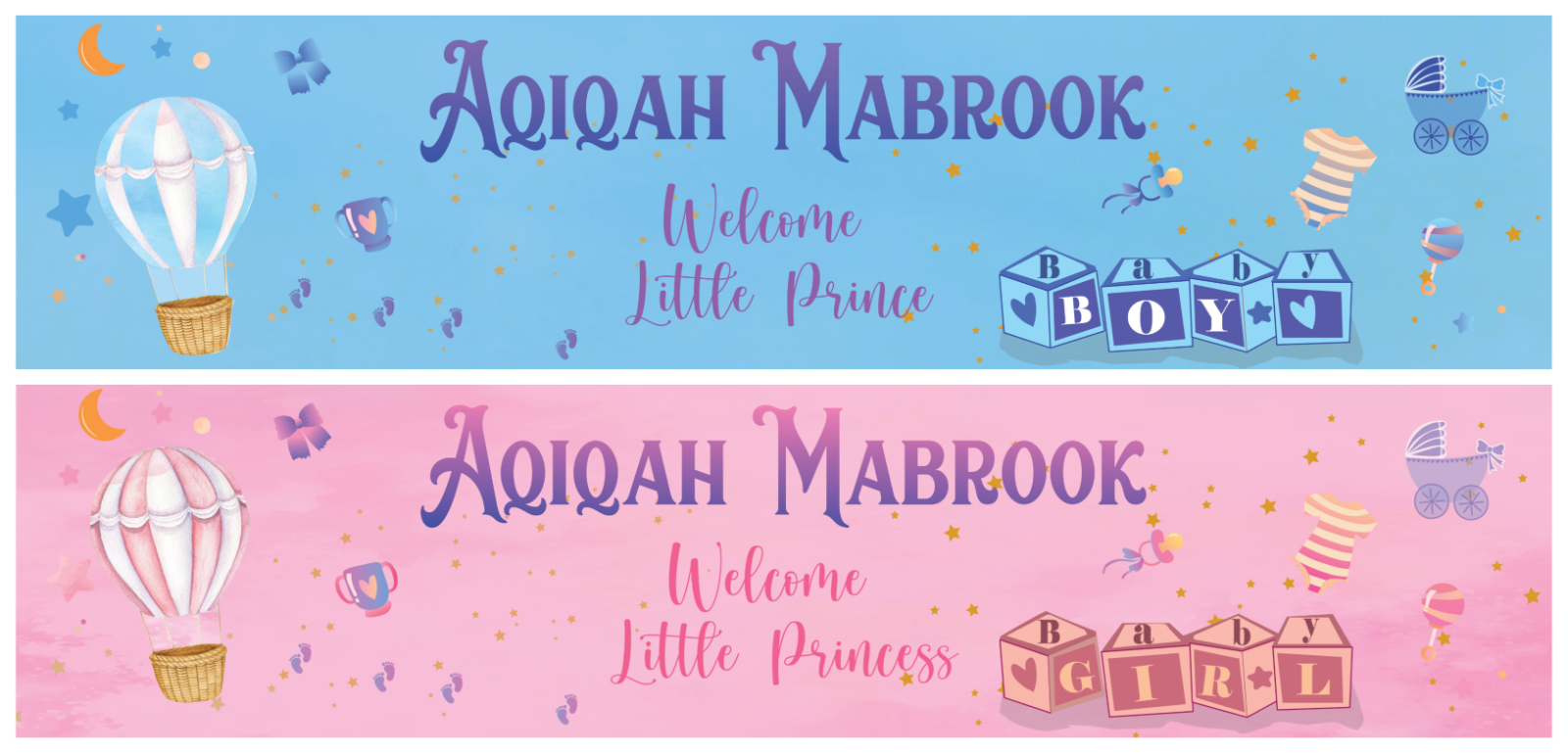 Aqiqah Decoration Banner Boy and Girl/Aqiqah Mubarak A Lovely Welcome ...