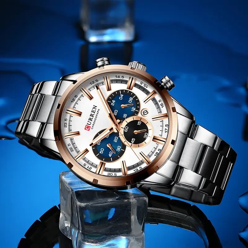 curen Watch for Men | Luxury Design | Analog/Chronograph | Stainless ...