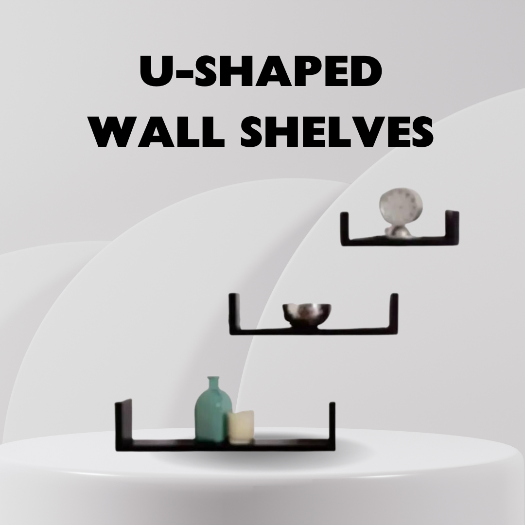 Enhance Your Space with 3-Piece Black U-Shaped Wall Shelf Set - Stylish ...