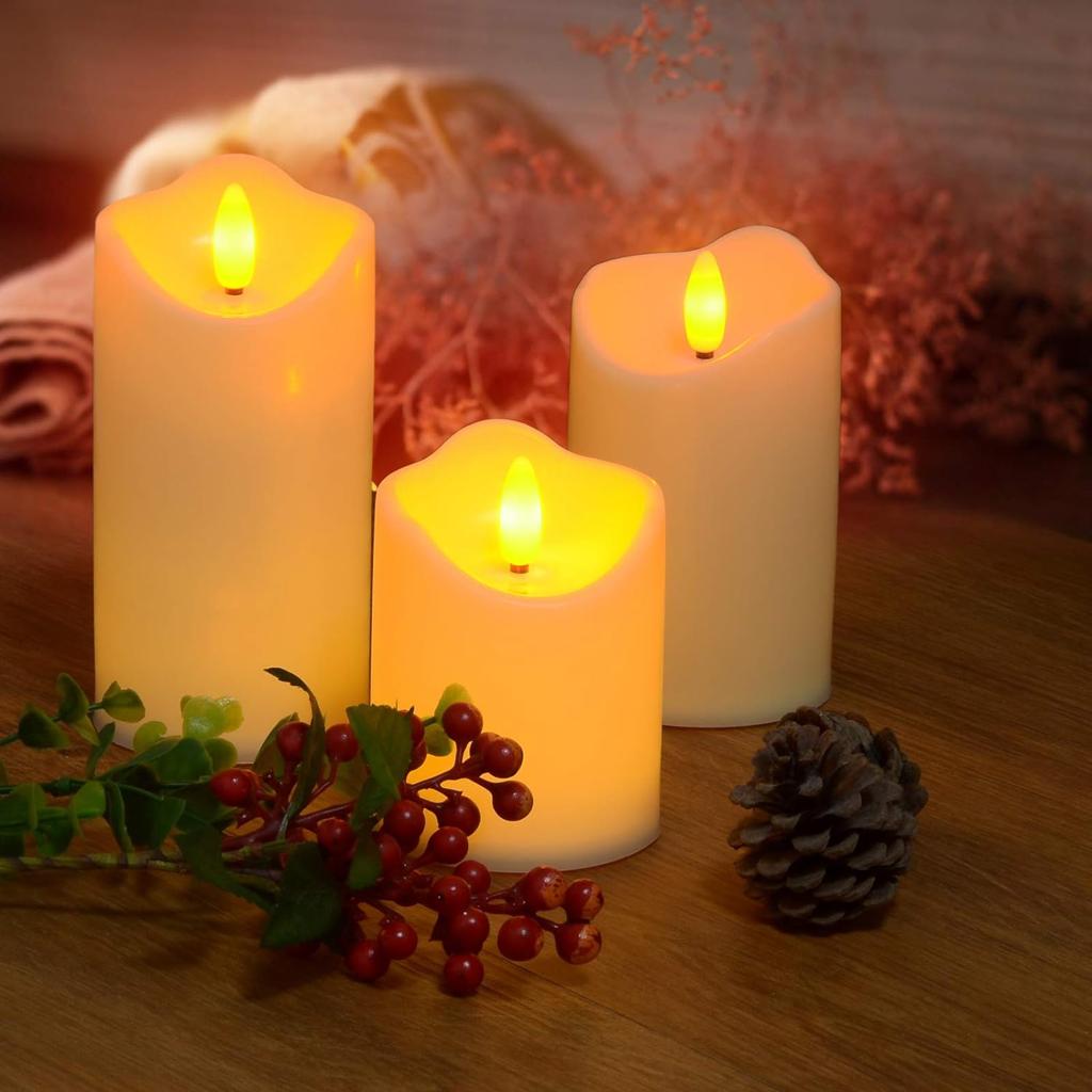 Set of 3pcs Flameless Led Candles, Moving Flickering Candles for Home ...