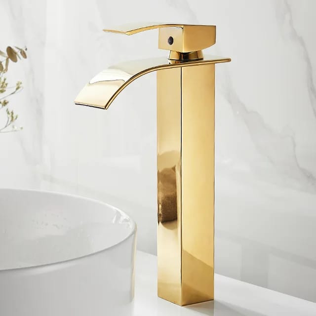 Luxury Waterfall Square Faucet - Mixer GOLD 12 inch for Bathroom in ...