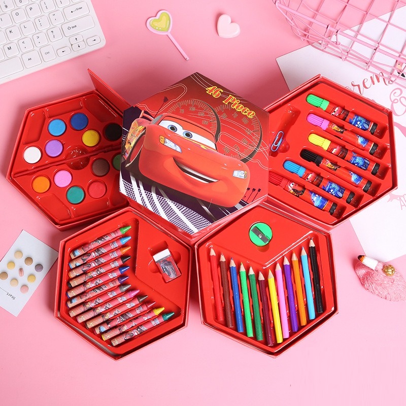 46 IN 1 Drawing Colouring Kids Stationary Set Colour Pencil Set Crayon ...