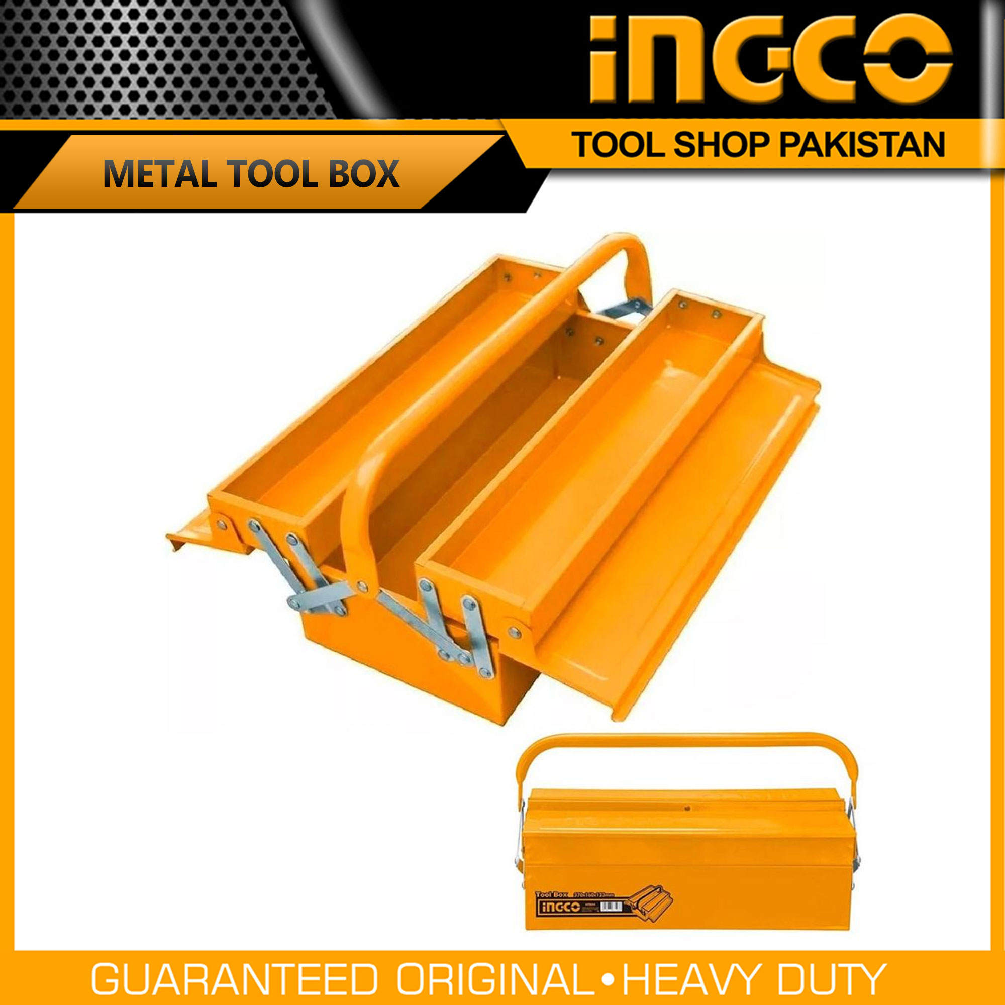 INGCO Heavy Duty Metal Tool Box - 2 layer 370x120x163mm | Daraz.pk