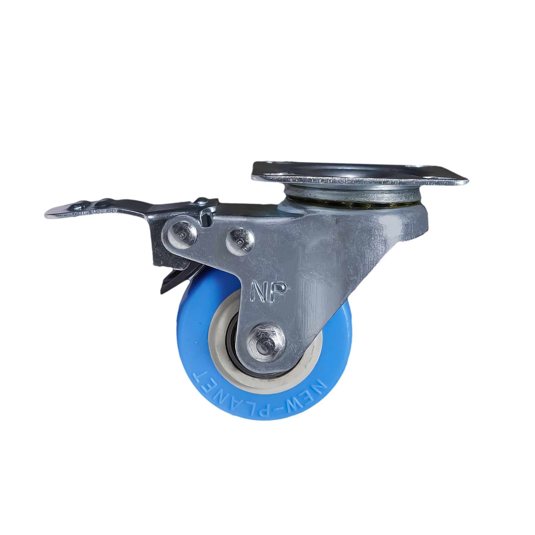 Blue Caster Wheels Set of 4 With Locks, Heavy Duty Swivel Plate ...