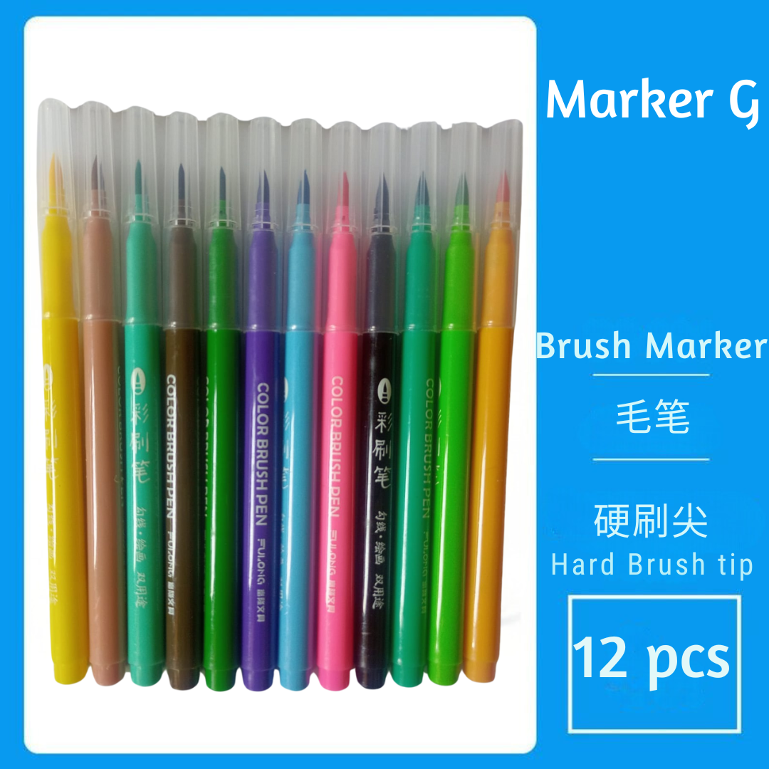 12-18-36 Colour hard brush markers in jar/hard case for drawing and ...
