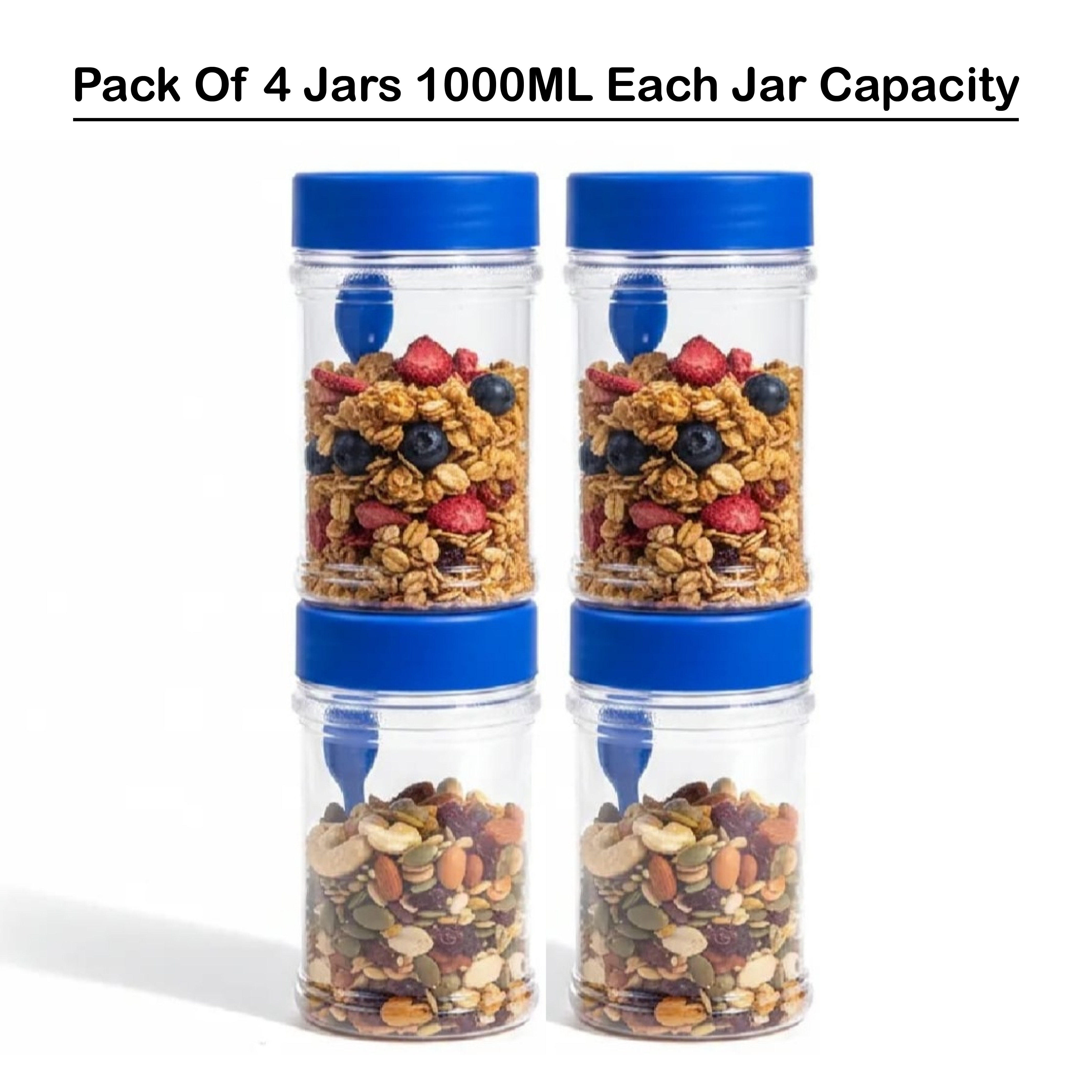 Premium Leakproof Kitchen Storage Canisters Set, Stackable Plastic Jars ...