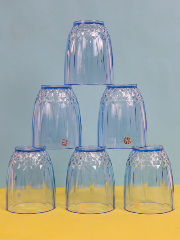 Cut Price KTC6 Prisma Plastic Glass Set of 6 Blue | Daraz.pk