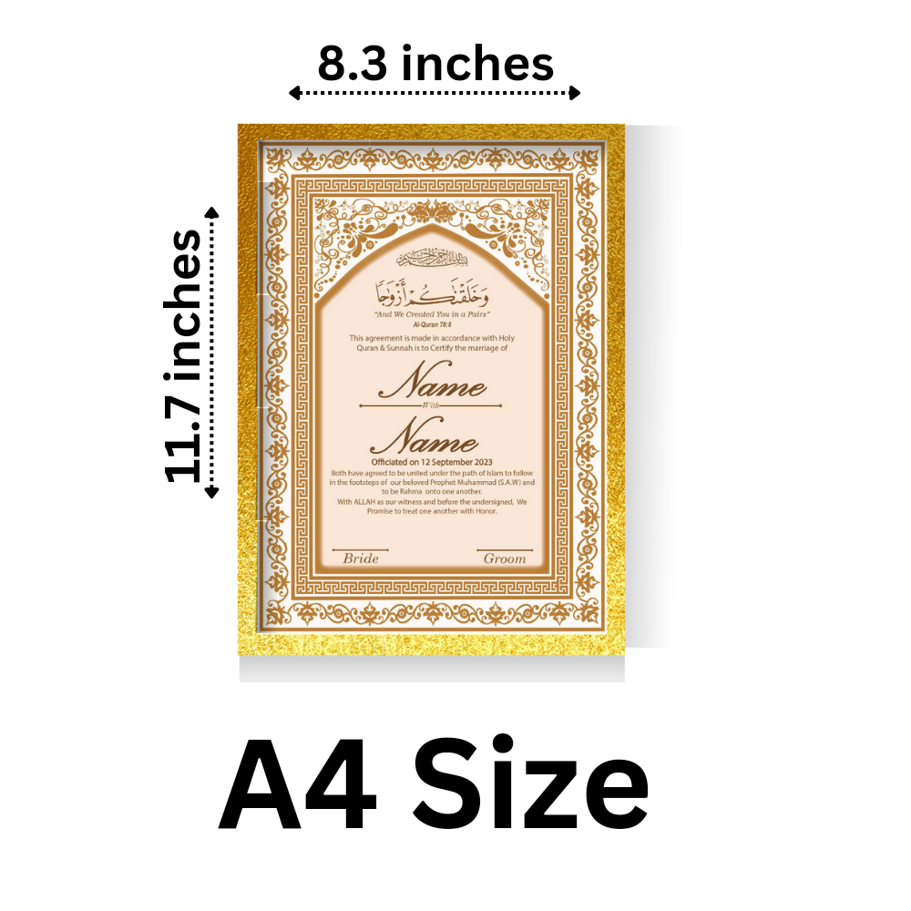 Customized Nikkah Frame Certificate with Premium Frame, Personalized ...
