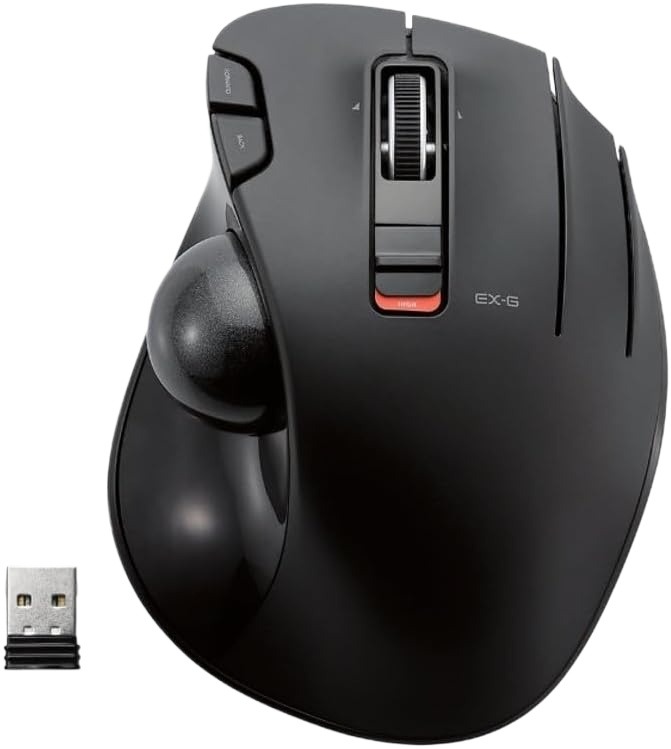ELECOM EX-G Trackball Mouse, 2.4GHz USB Wireless, Ergonomic Design ...