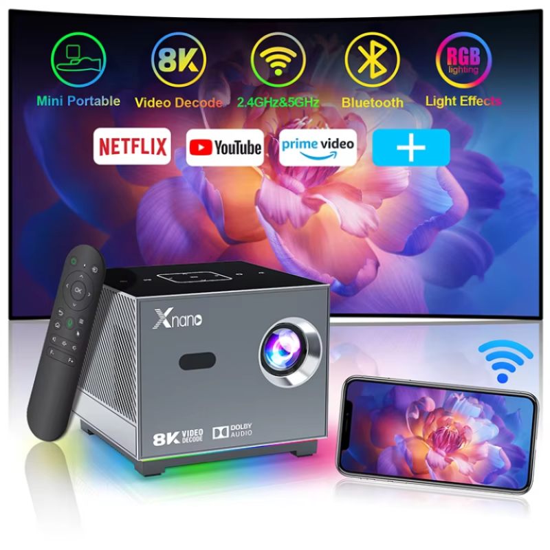XNANO X3 Projector, 1080P Full HD, Electric Focus, RGB Colorful Light ...