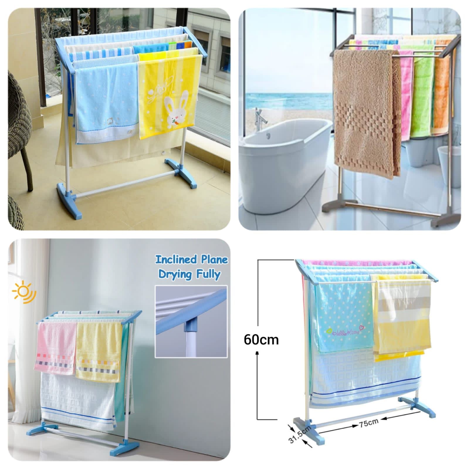 SWOPPLY Portable Cloth Drying Stand Stainless Steel Portable Double ...